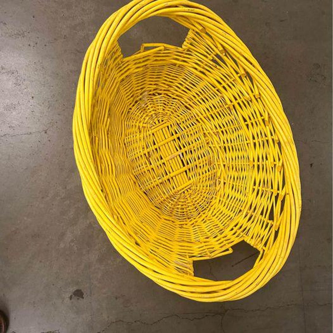 Yellow Wicker Basket - Etsy