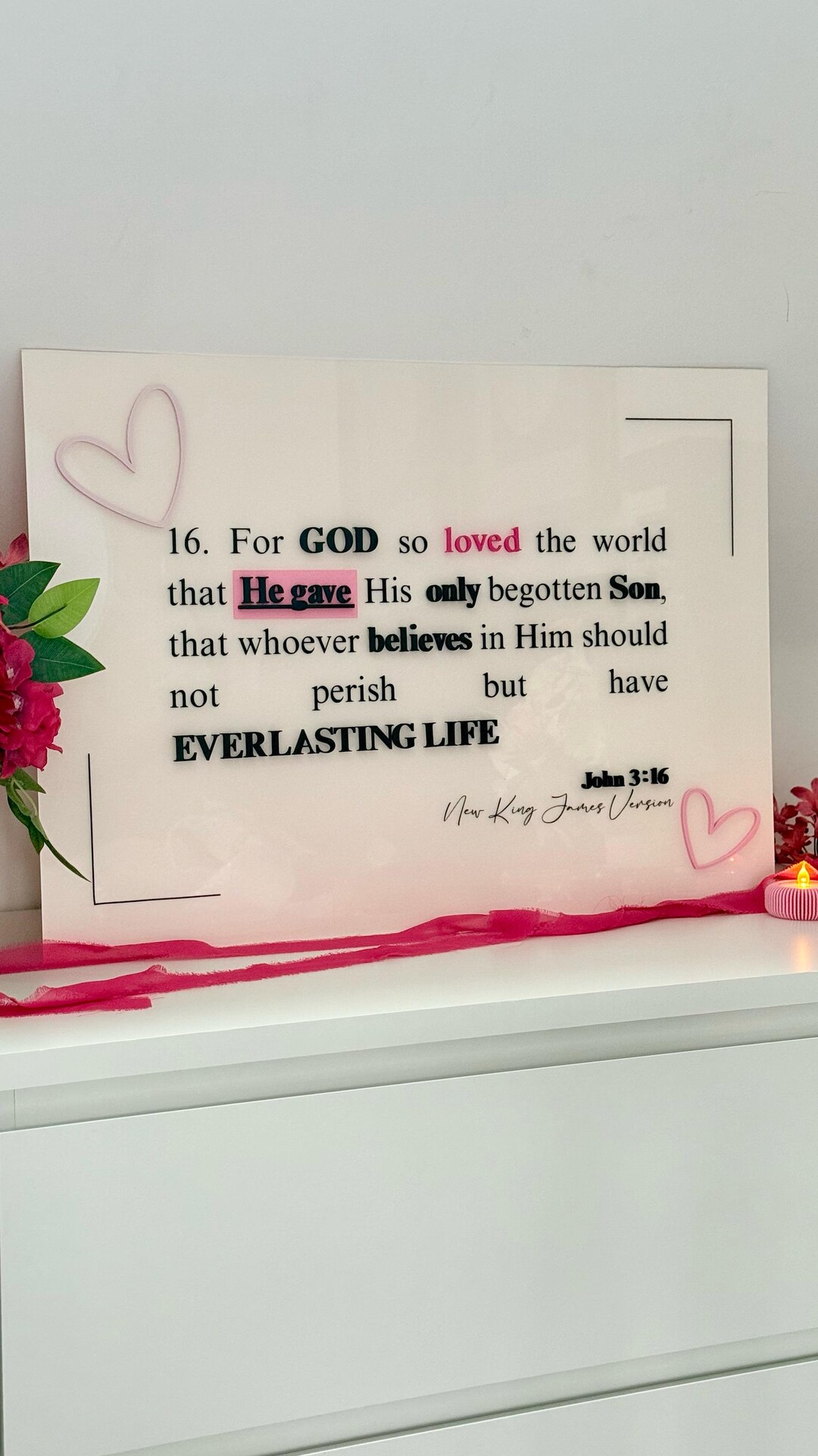 Personalized 3D Bible Verse Wall Art – John 3:16 on Acrylic | Christian ...