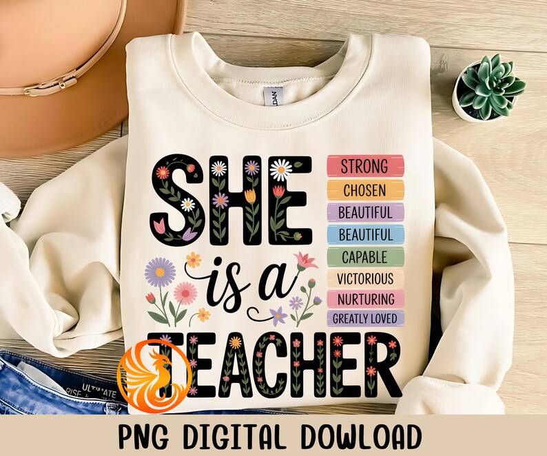 Floral Teacher PNG, Christian Bible Verse Teacher Sublimation Design ...