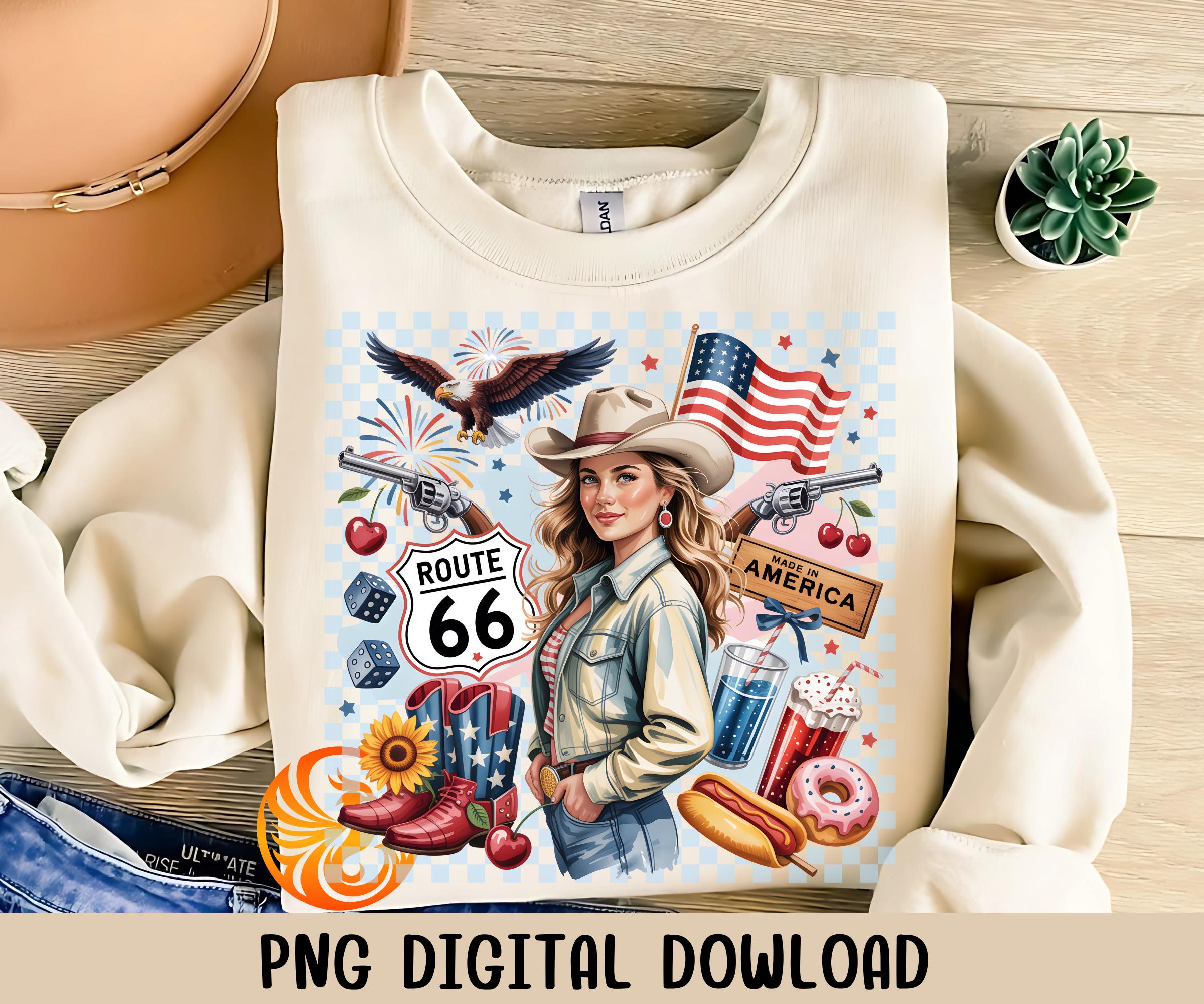 Retro Western 4th of July PNG Collage: Independence Day Design (digital ...