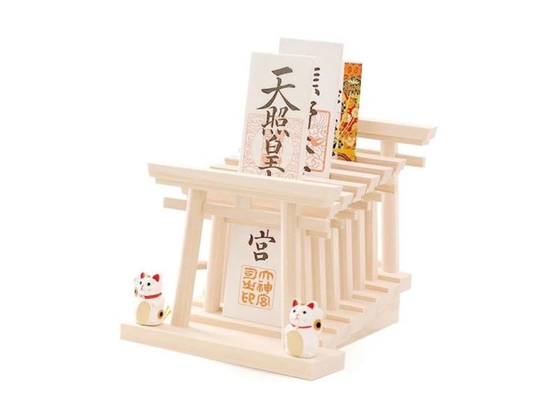 Symbol of Luck Shinto Ofuda Stand With Torii Hachimon & Maneki Neko ...