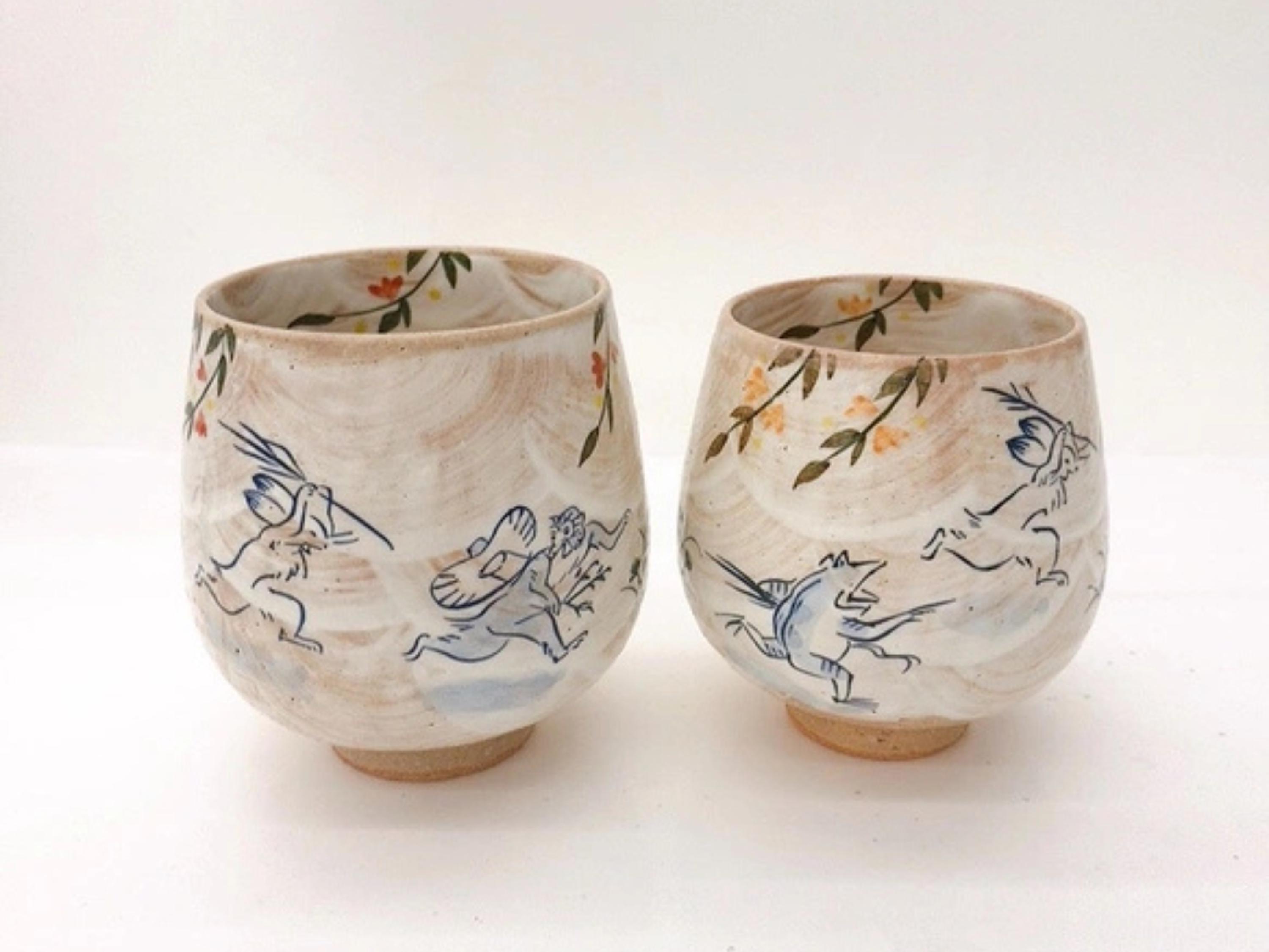 Kyoto Choju Giga Teacup – Rabbit & Frog Design | Handcrafted Kyo-yaki ...