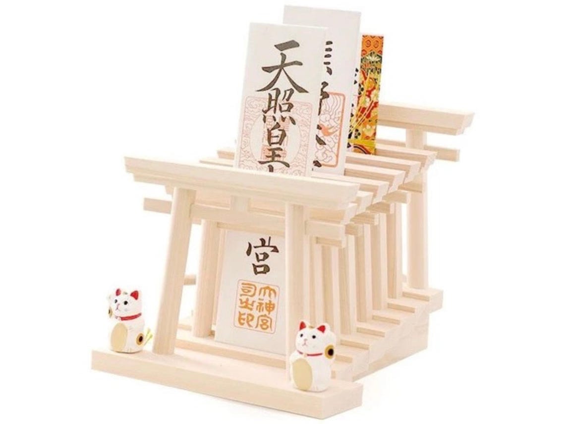 Symbol of Luck Shinto Ofuda Stand With Torii Hachimon & Maneki Neko ...