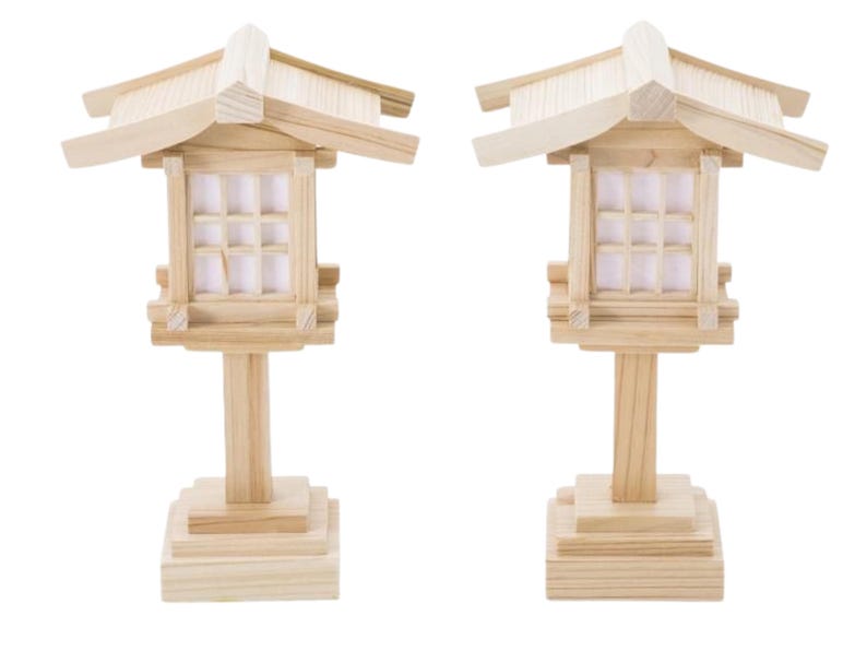 Pair of Japanese Cypress Wooden Lanterns ,traditional Shrine-inspired ...