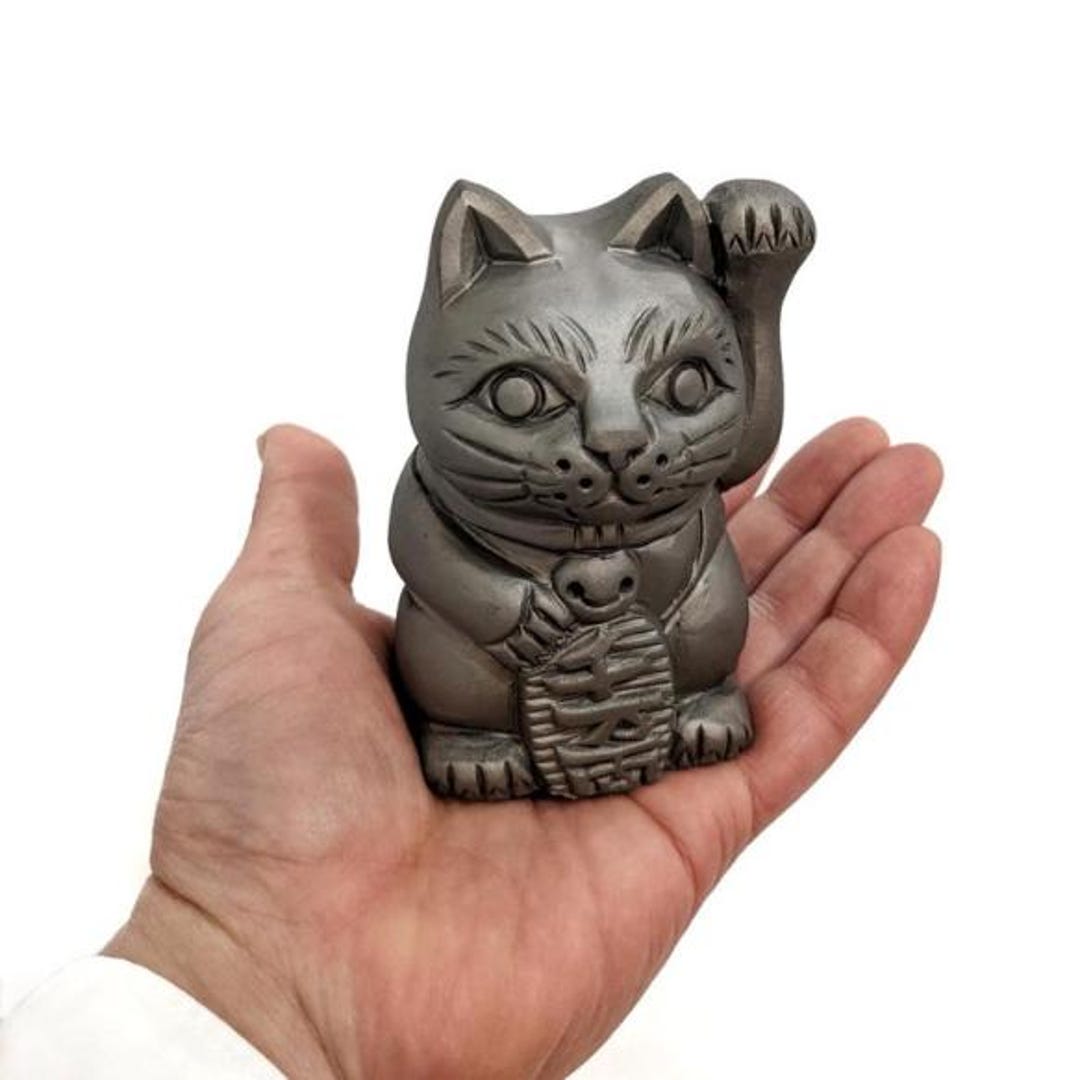 Awaji Island Tile Maneki Neko | Handmade Clay Lucky Cat Figurine ...