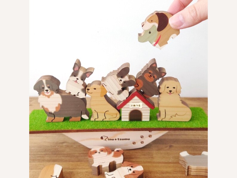 Personalized Wooden Dog Stacking Game – Inutsumu | Fun Balancing Toy ...