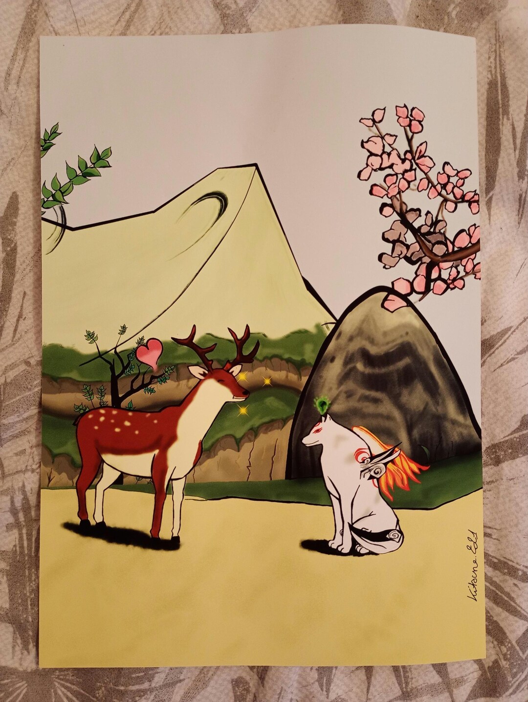 Print A4 Amaterasu and a Deer Okami - Etsy