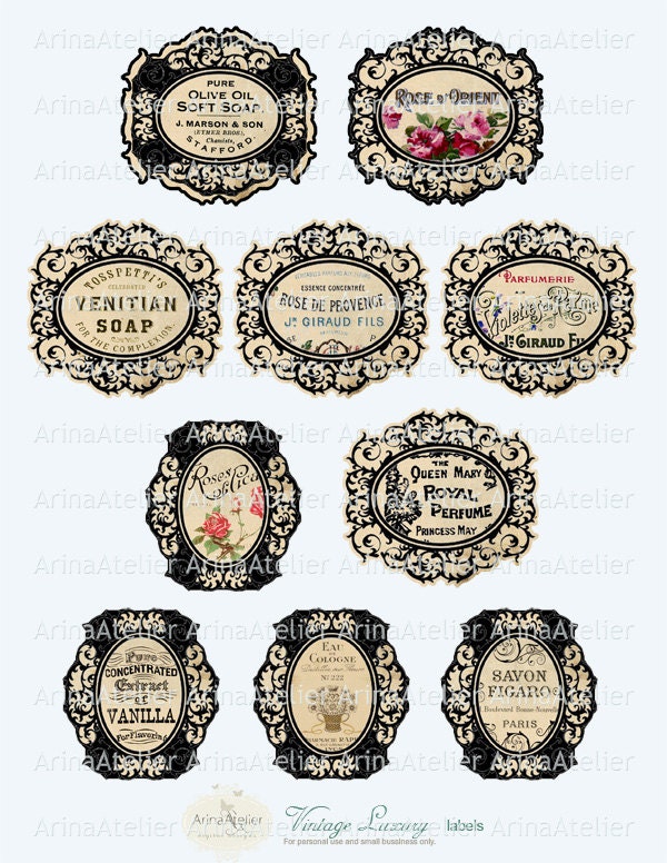 Vintage Luxury Labels Digital Collage Labels Download Collage Sheet ...
