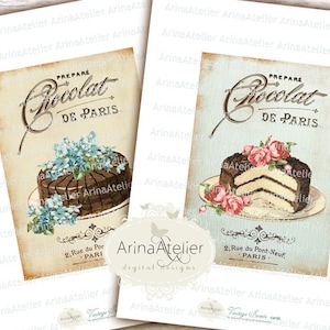 Vintage Sweets Cards Collage Cards Collage Kitchen Decor Illustrations ...