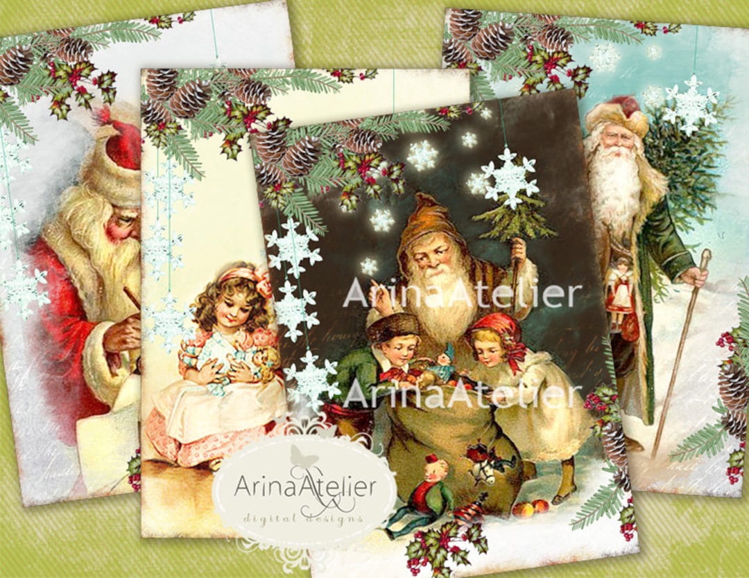 Christmas Fairy Cards - Digital Tags - Set of 4 - 3,5x5 Inches ATC ...