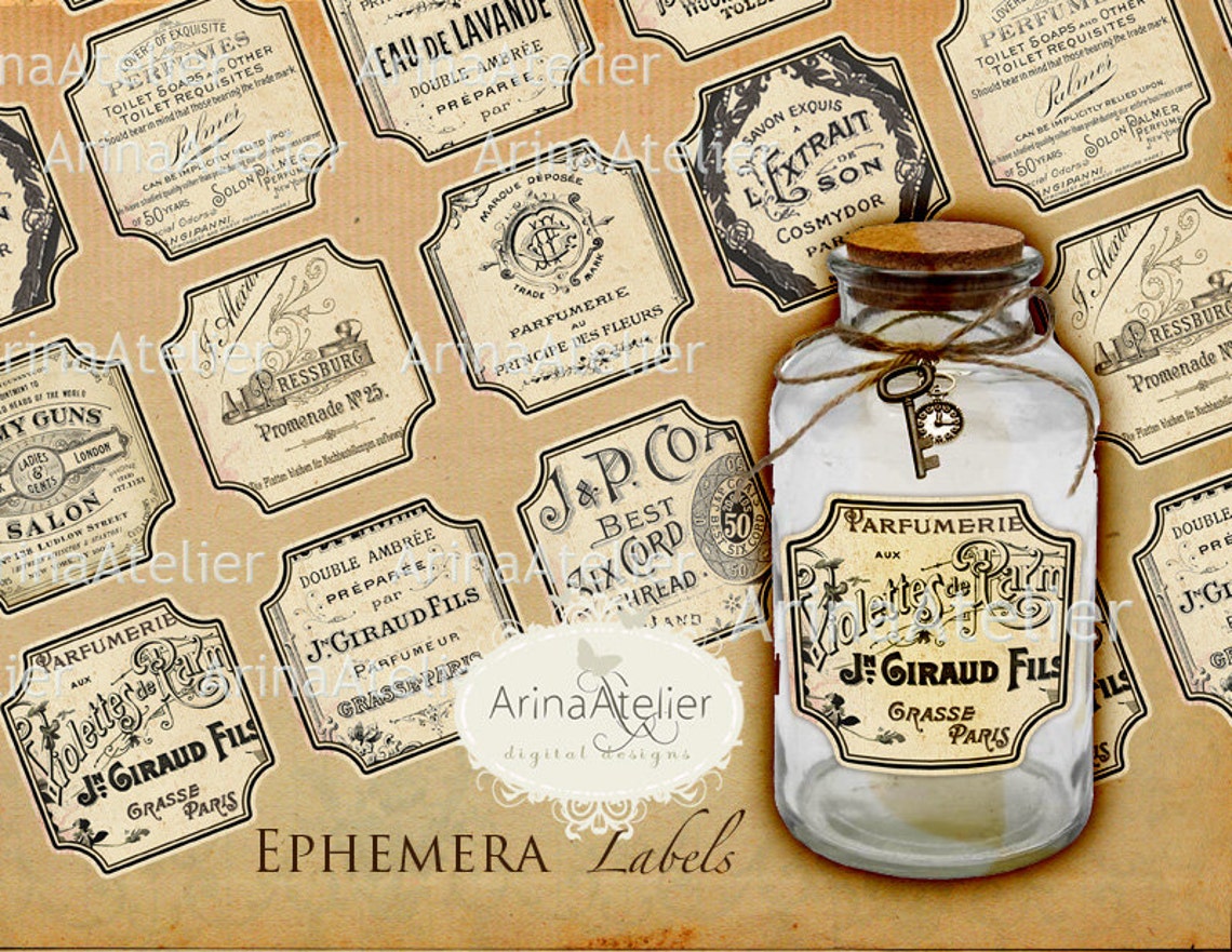 Ephemera Labels - Collage Sheet - Download Collage Sheet - Vintage ...
