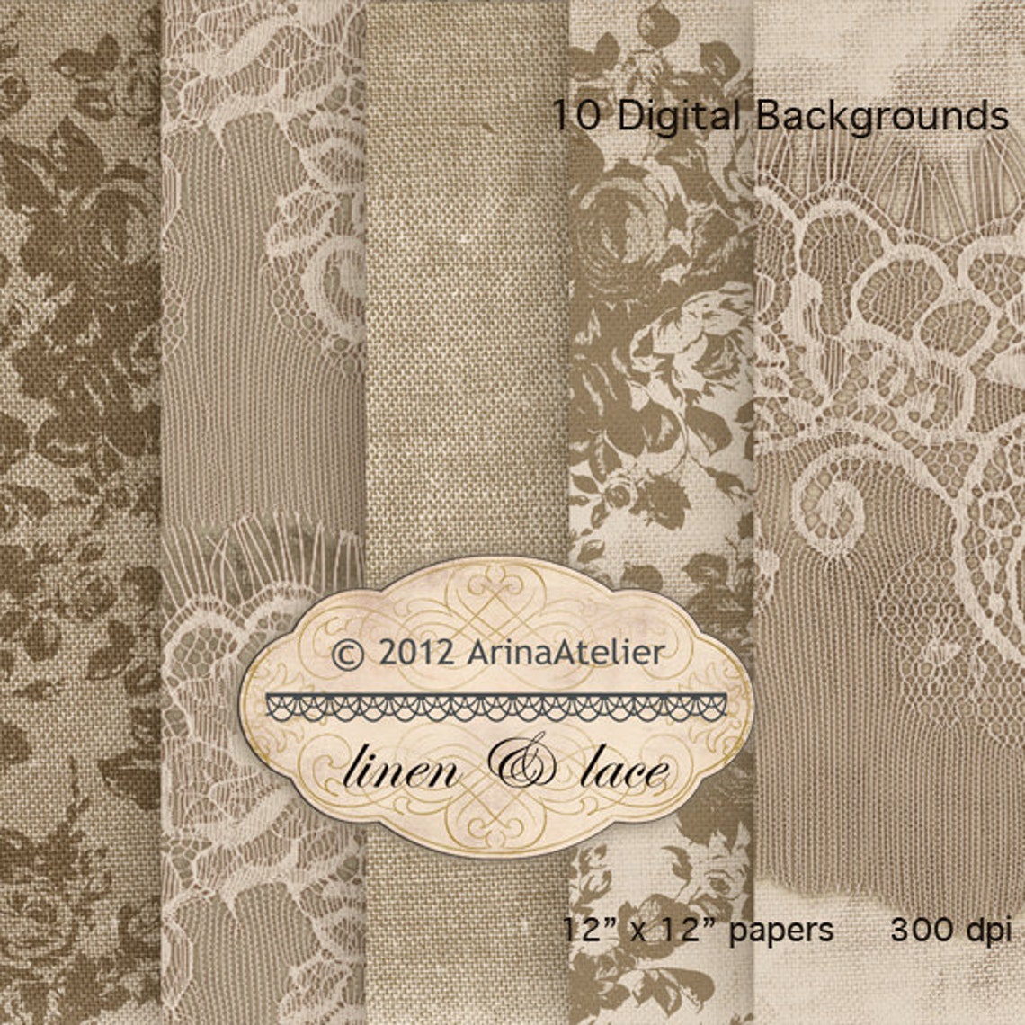 Lace and Linen Textures - Digital Scrapbooking Papers Fabric Textured ...