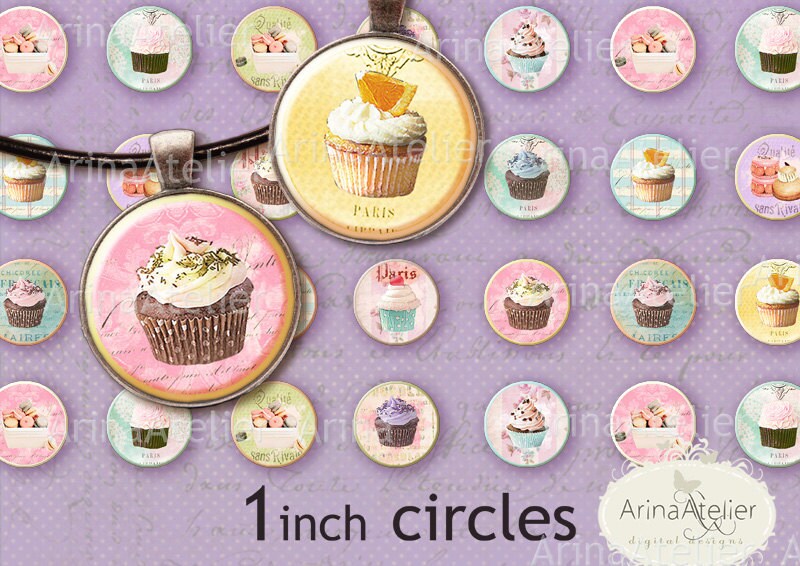 French Sweets Circles 1 Inch Digital Collage Sheet for - Etsy