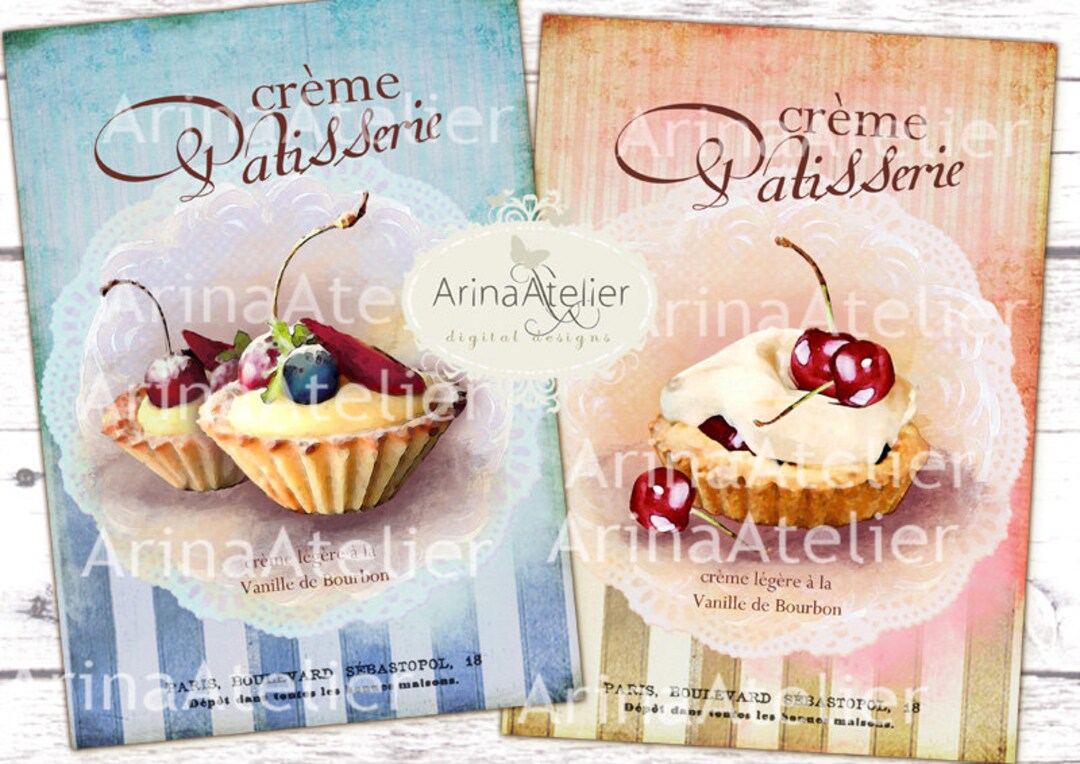 Shabby Cream Patisserie Cards No.2 Large Images Backgrounds 5x7 Inch ...