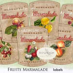 Fruits Marmalade Vintage LABELS - Jam Labels - Handmade Labels ...