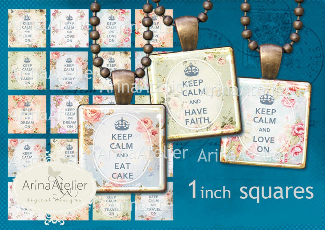 Keep Calm Squares 1 Inch Digital Squares - Digital Collage Sheet for 2 ...