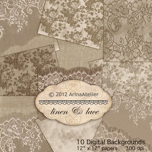 Lace and Linen Textures - Digital Scrapbooking Papers Fabric Textured ...