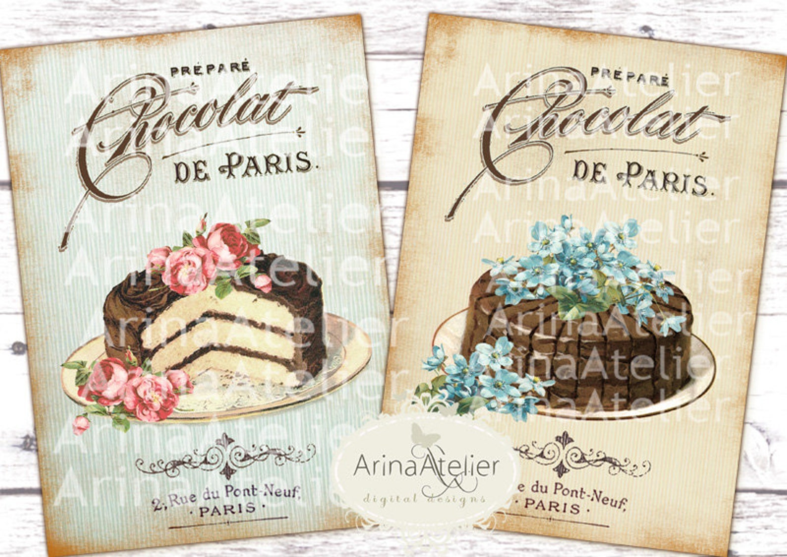 Vintage Sweets Cards Collage Cards Collage Kitchen Decor Illustrations ...