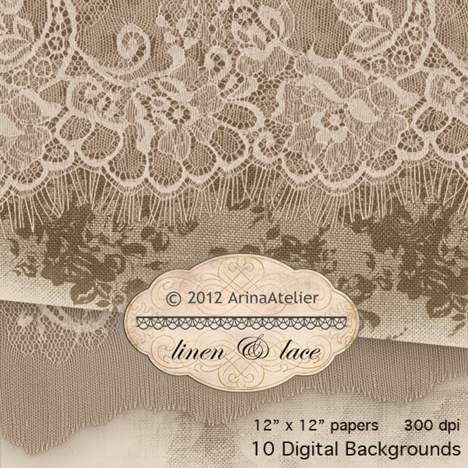 Lace and Linen Textures - Digital Scrapbooking Papers Fabric Textured ...