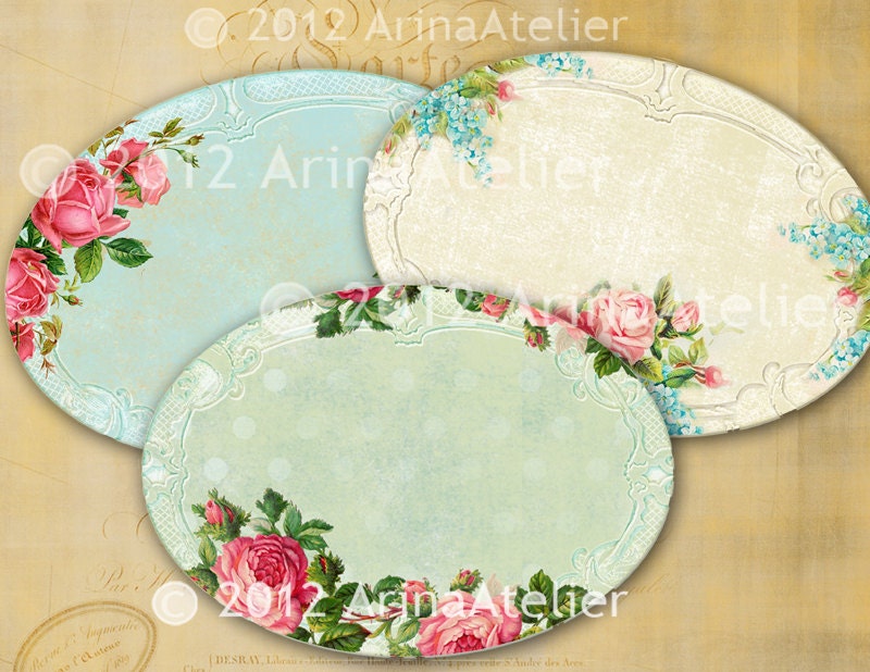Shabby Chic Roses Labels Tags Collage Sheet Download Set of 2 Sheets ...