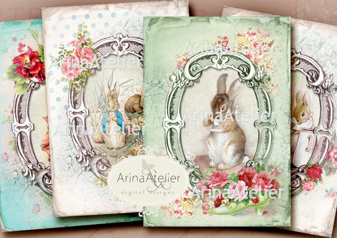 Vintage Peter Rabbit CARDS - Digital Collage - Beatrix Potter ...