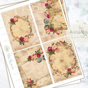 Vintage Roses ATC Cards - Background - Background - Digital Collage ...