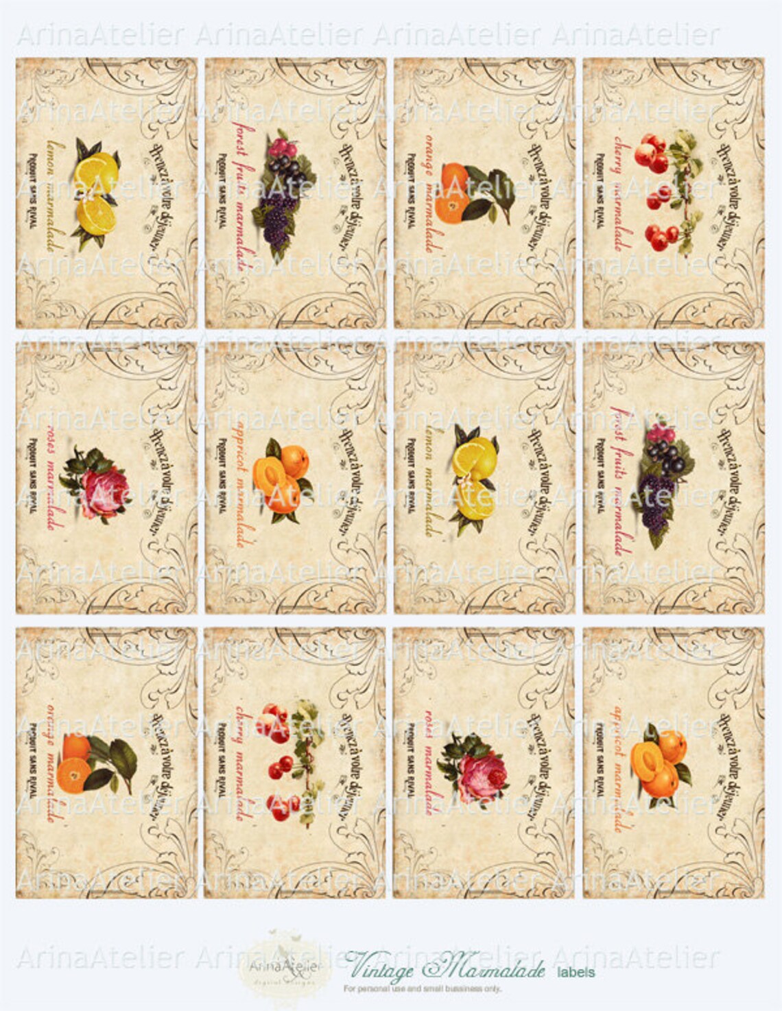Marmalade Vintage Labels - Digital Labels - Digital Collage Sheet ...