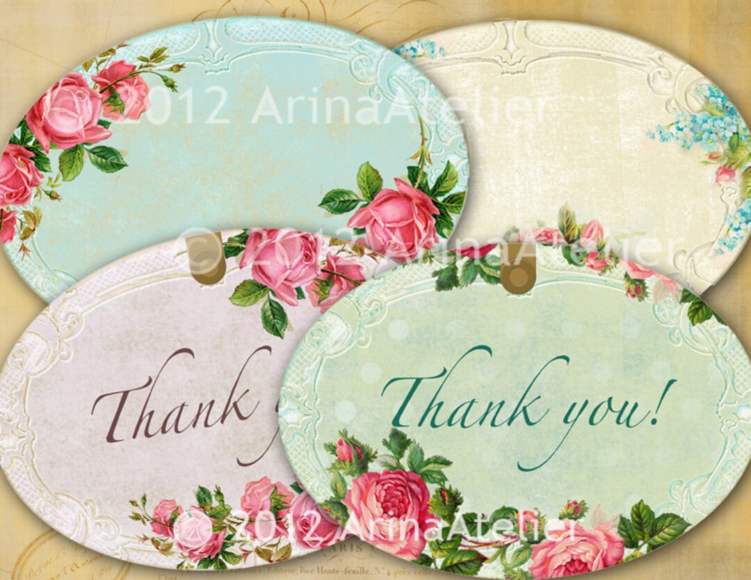 Shabby Chic Roses Labels Tags Collage Sheet Download Set - Etsy