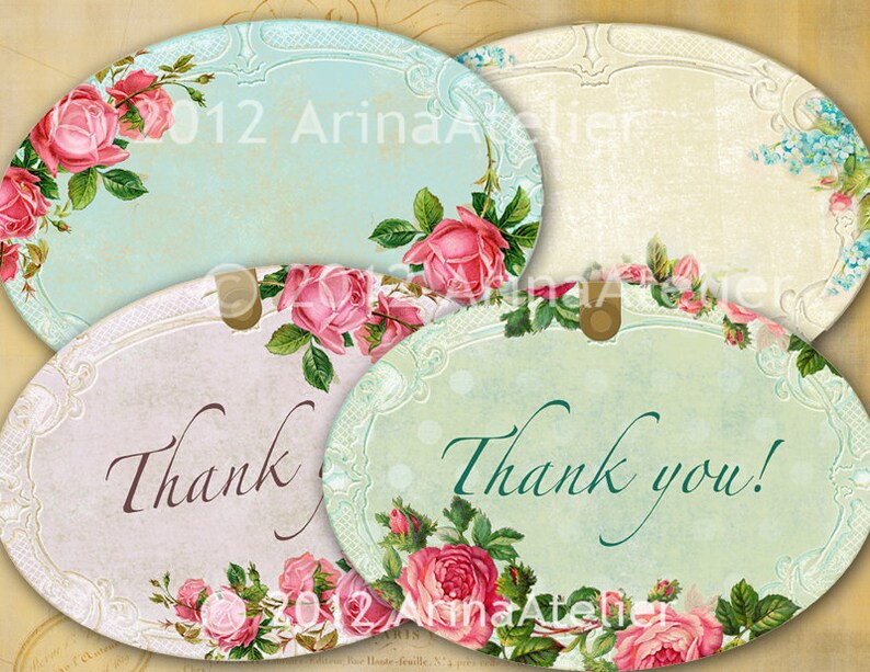 Shabby Chic Roses Labels Tags Collage Sheet Download Set of 2 Sheets ...