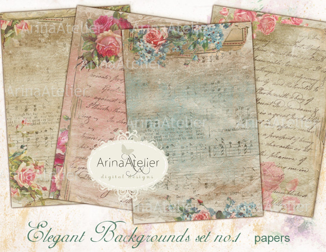 Elegant Background Papers Set No.1 Background Digital Collage Sheet Set ...