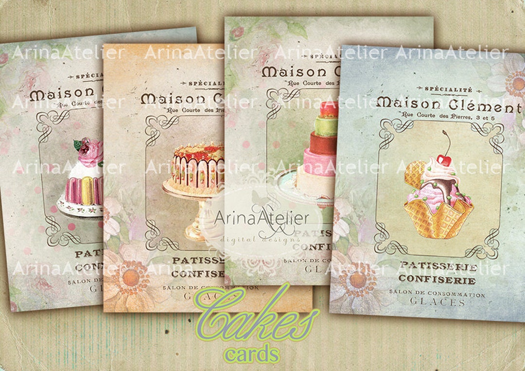 CARDS Cakes - Digital Collage Sheet - Digital Download Prints, Cards ...