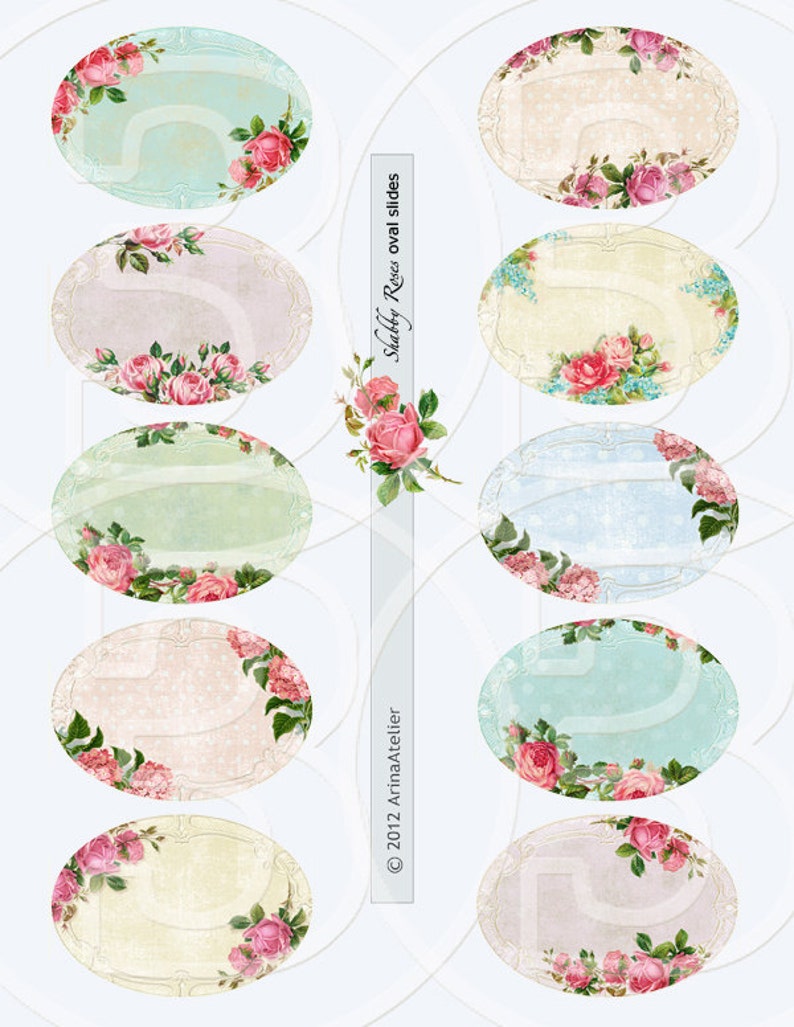 Shabby Chic Roses Labels Tags Collage Sheet Download Set of 2 Sheets ...