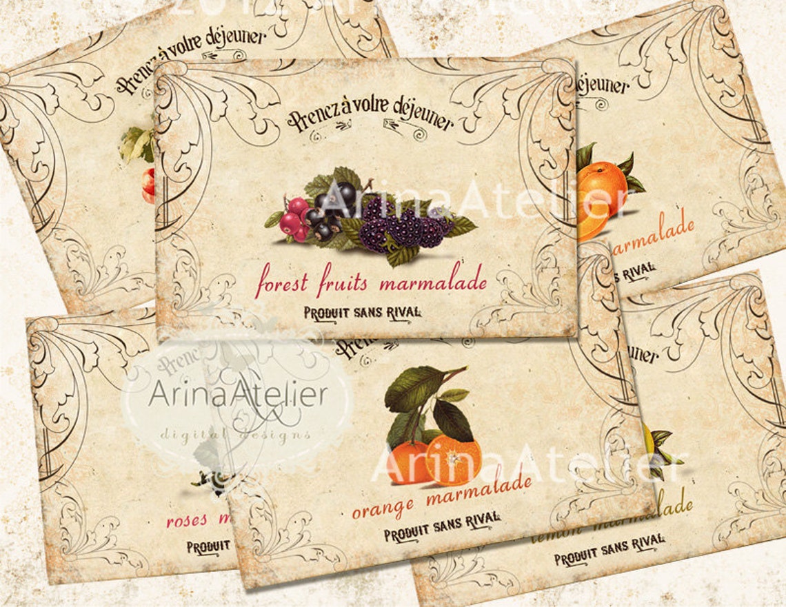 Marmalade Vintage Labels - Digital Labels - Digital Collage Sheet ...