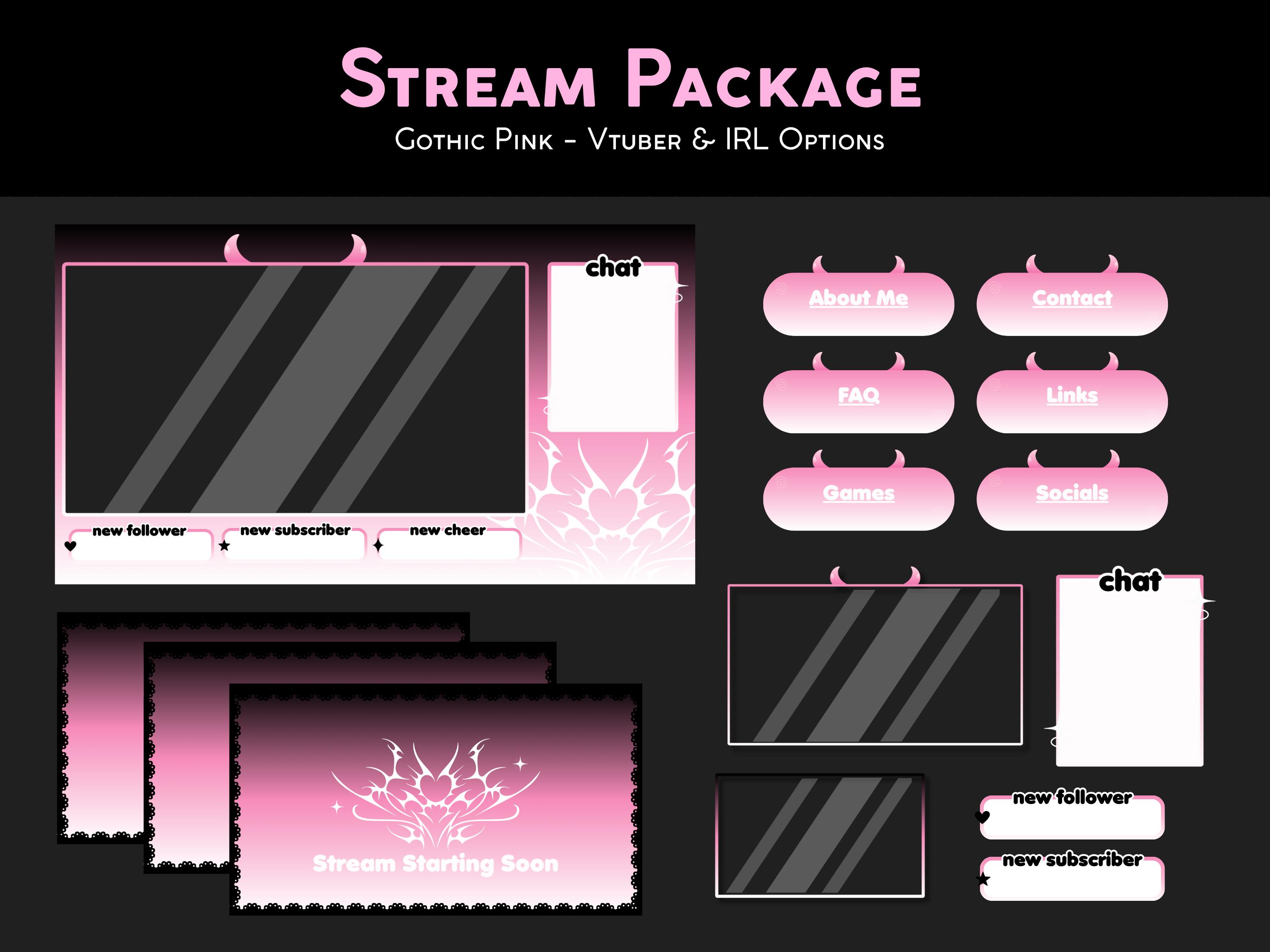 Gothic Pink Stream Pack Bundle | Vtuber & IRL Stream Setup | Twitch ...