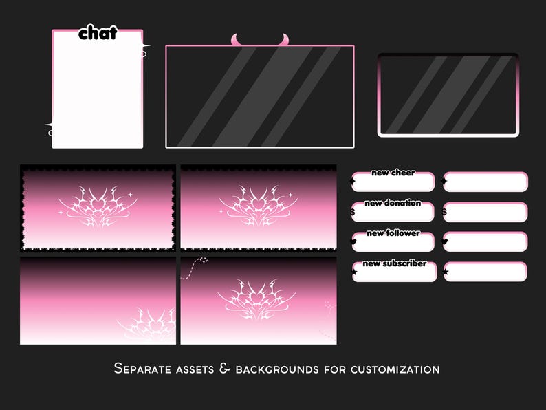 Gothic Pink Stream Pack Bundle | Vtuber & IRL Stream Setup | Twitch ...