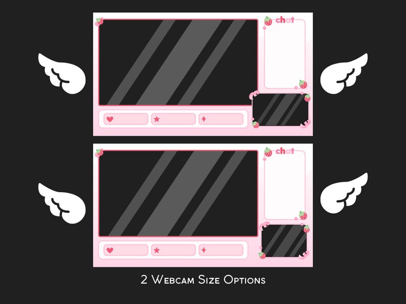 Kawaii Strawberry Twitch Stream Overlay Package | Vtuber & IRL Options ...