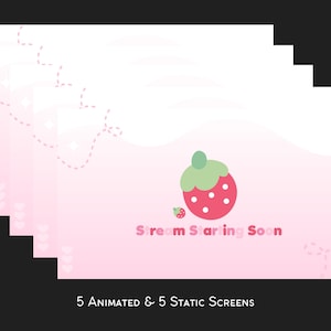 Kawaii Strawberry Twitch Stream Overlay Package | Vtuber & IRL Options ...