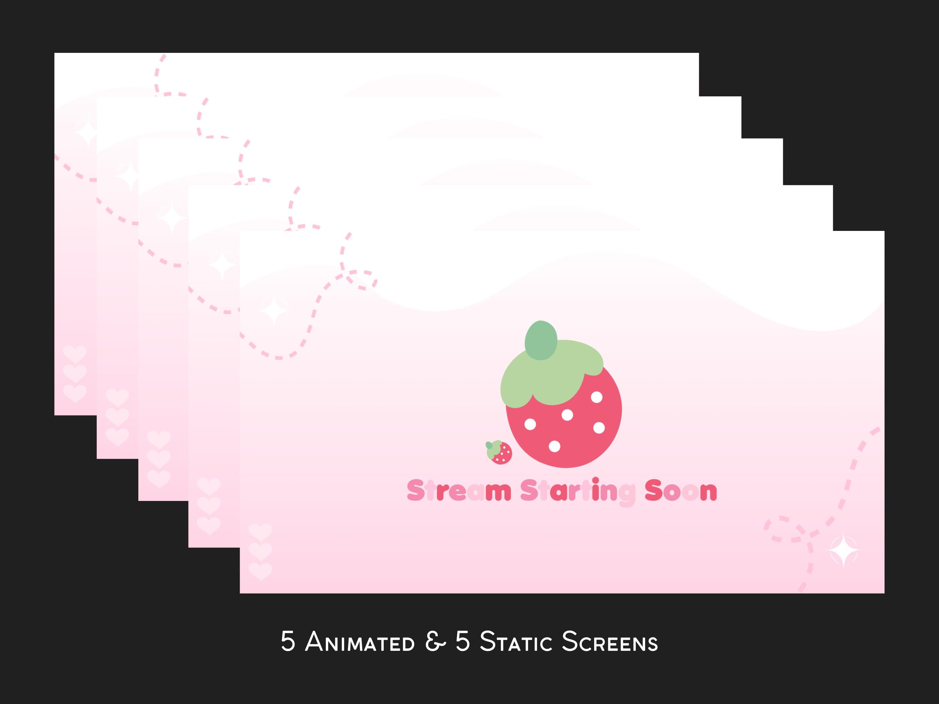 Kawaii Strawberry Twitch Stream Overlay Package | Vtuber & IRL Options ...