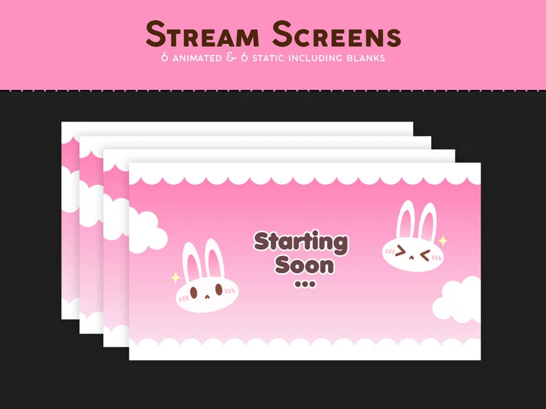 Kawaii Twitch Screens | Cute Stream Screens | Animated & Static | Pink ...