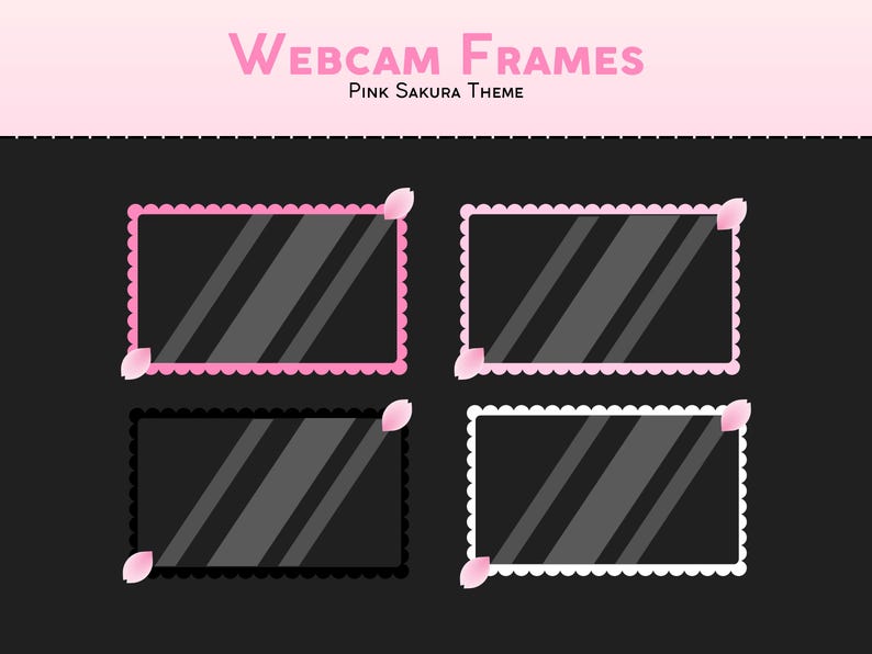 Sakura Themed Twitch Webcam Borders | Cute & Aesthetic Stream Frame Set ...