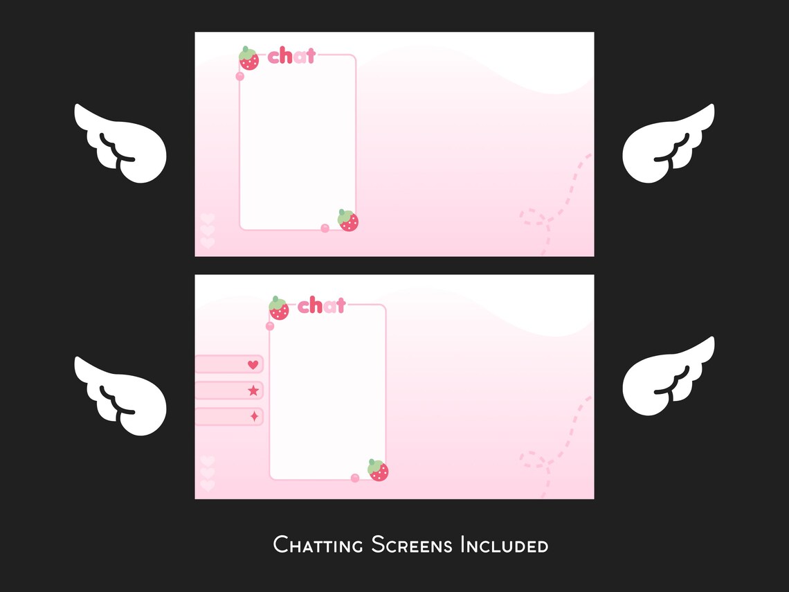 Kawaii Strawberry Twitch Stream Overlay Package | Vtuber & IRL Options ...