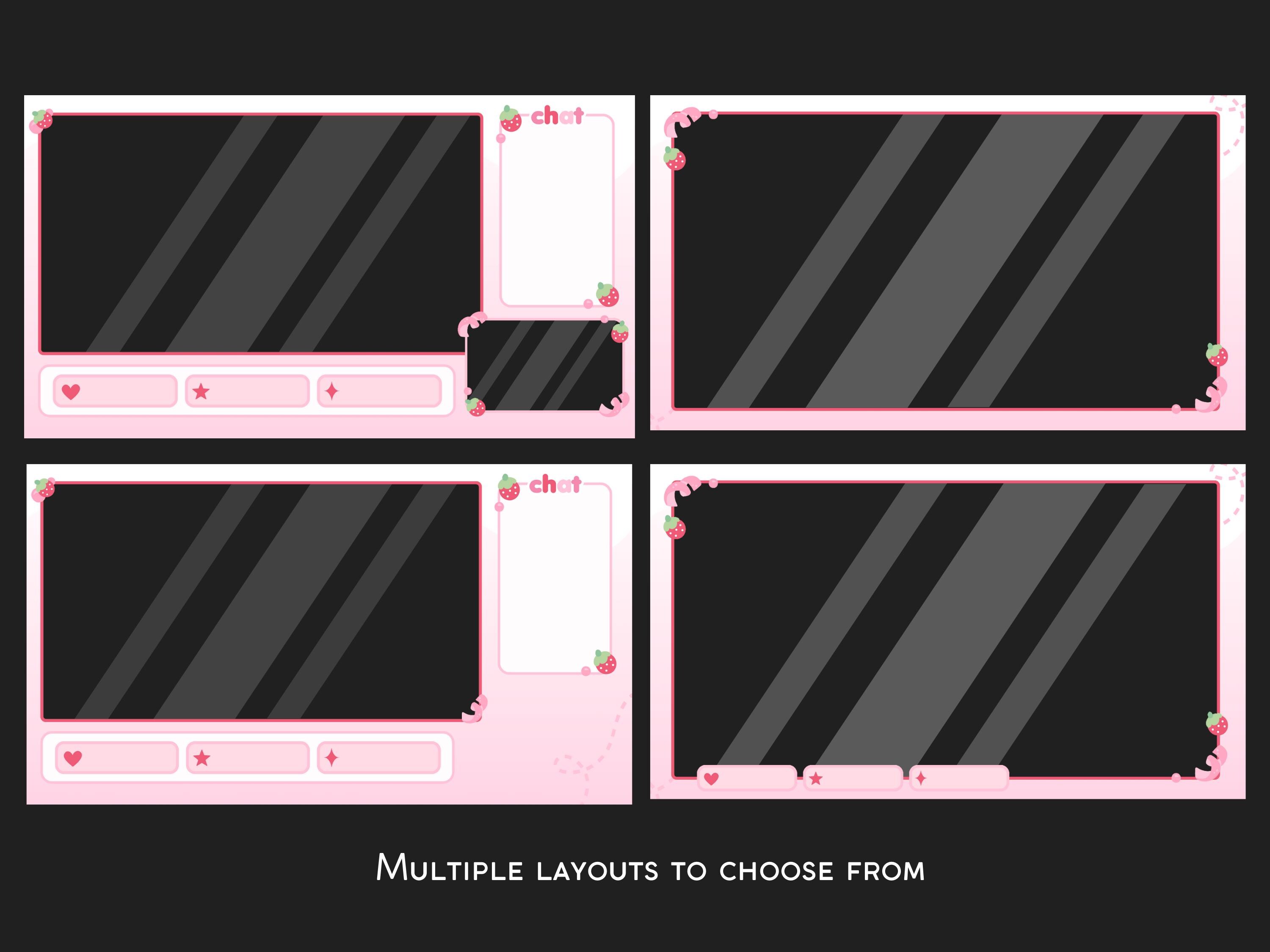 Kawaii Strawberry Twitch Stream Overlay Package | Vtuber & IRL Options ...