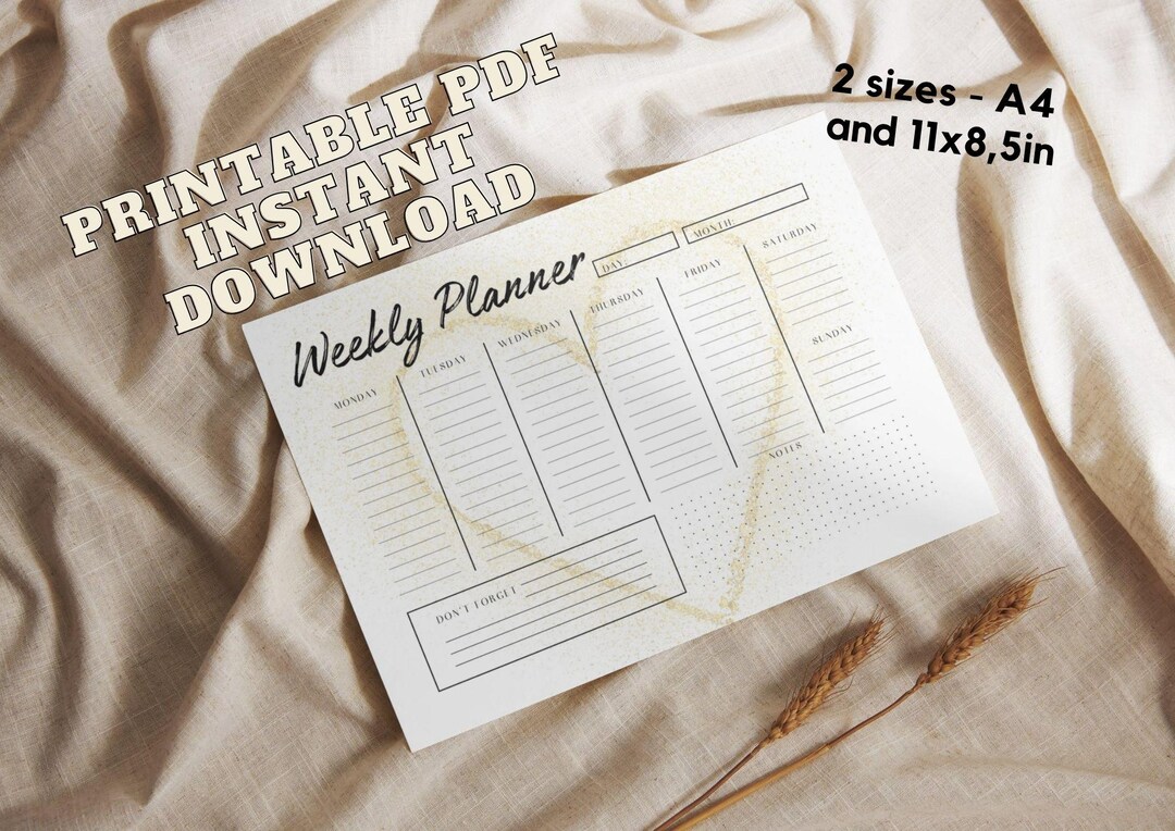 PRINTABLE WEEKLY PLANNER Minimalist Weekly Schedule Printable Weekly ...