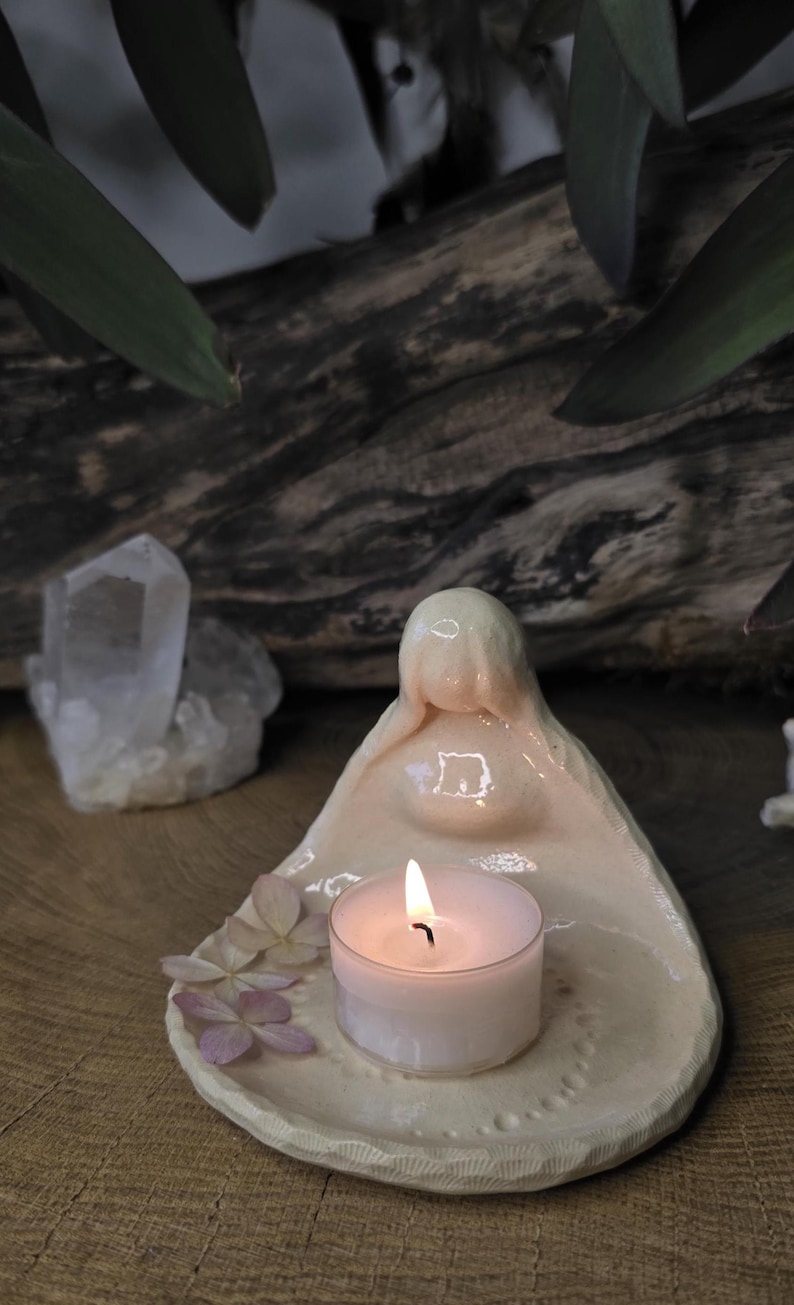 Handmade Ceramic Female Figurine – Altar Decor for Candles & Sacred ...