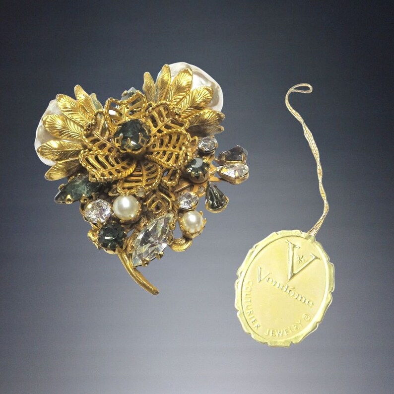 Vintage Vendome Gilt Baroque Pearl and Rhinestones Costume Jewelry ...
