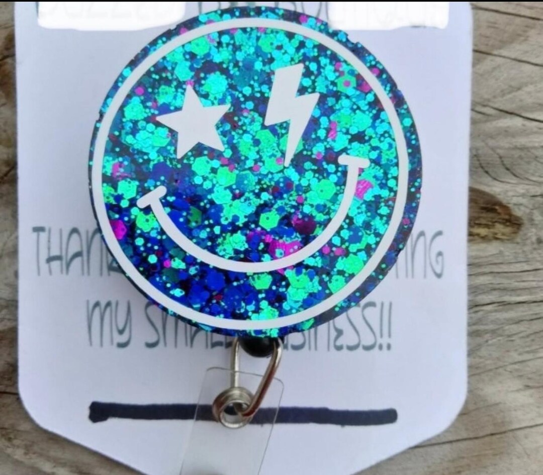Smiley Face Retractable Name Badge Reel ID Card Holder - Etsy