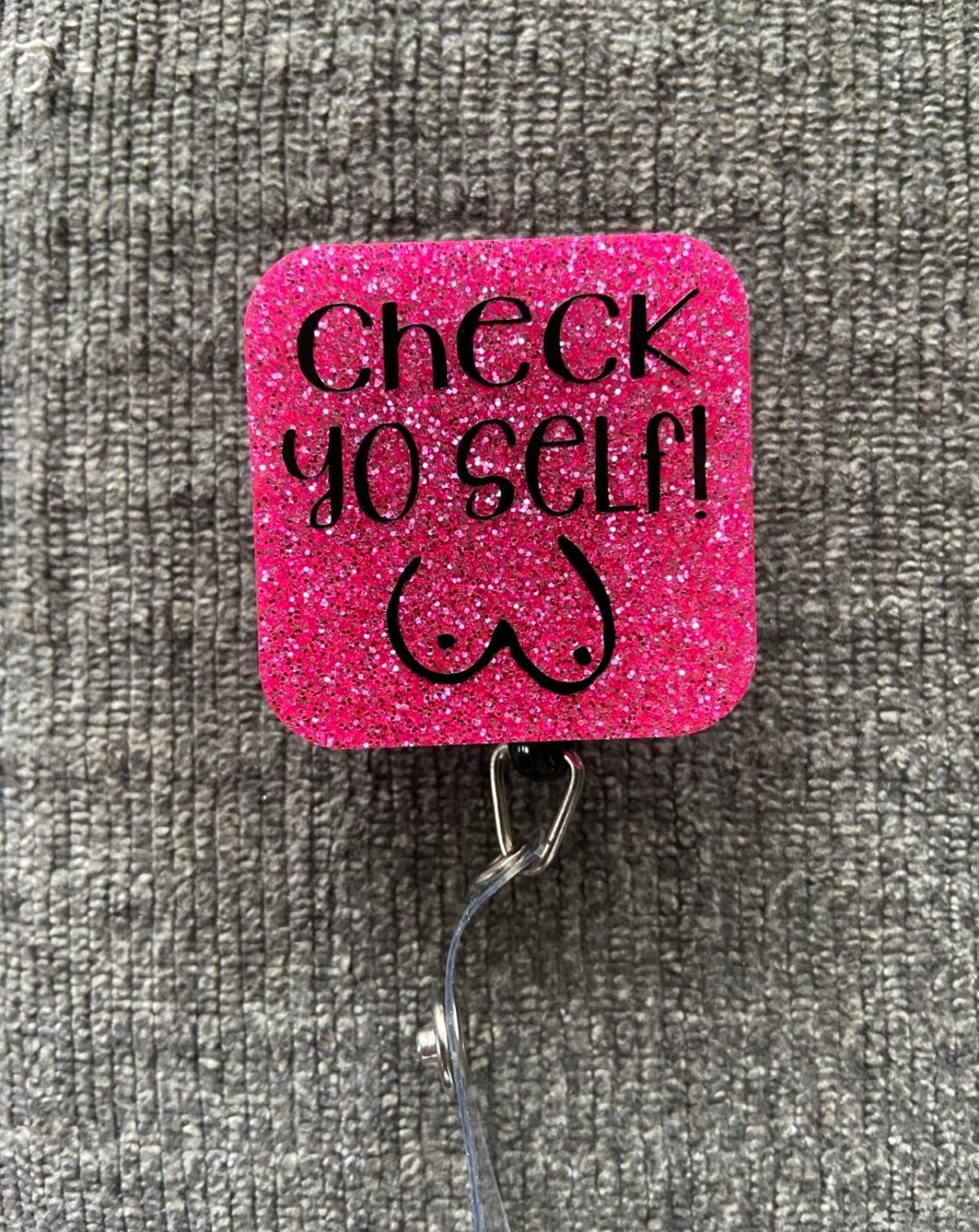 Check Yo Self Mammogram Breast Cancer Awareness Retractable Name Badge ...