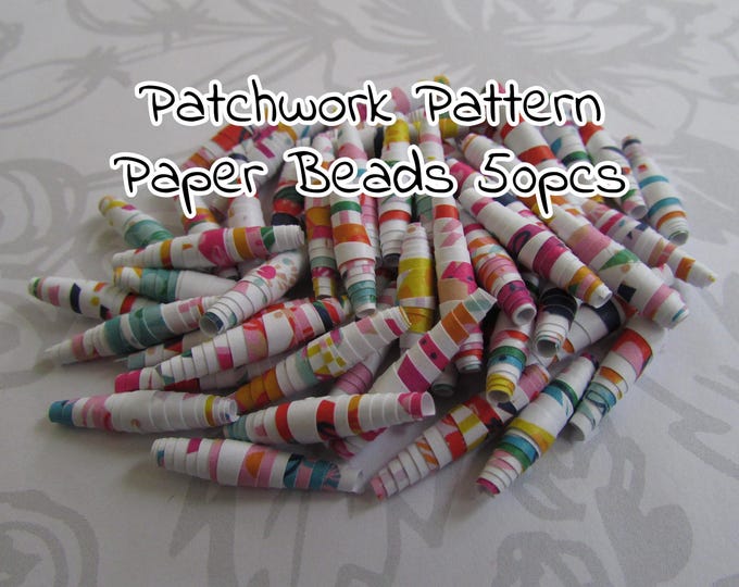 Patchwork Pattern Paper Beads 50 Pcs - Paper Stock Beads - Etsy