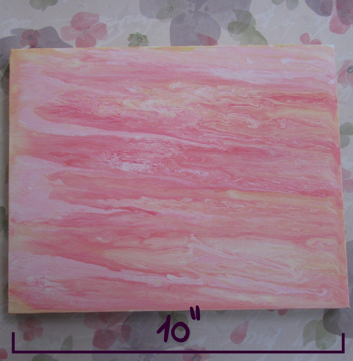 Pink & Yellow Marble Pour Painting - Abstract Wall Art (10"x8") - Etsy
