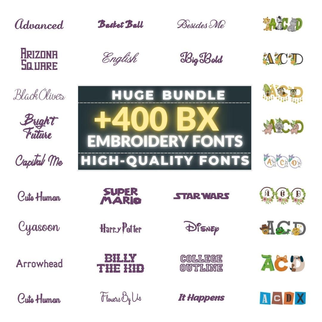 BX Embroidery Fonts Bundle 400 Fonts Embroidery Machine BX Fonts Set ...